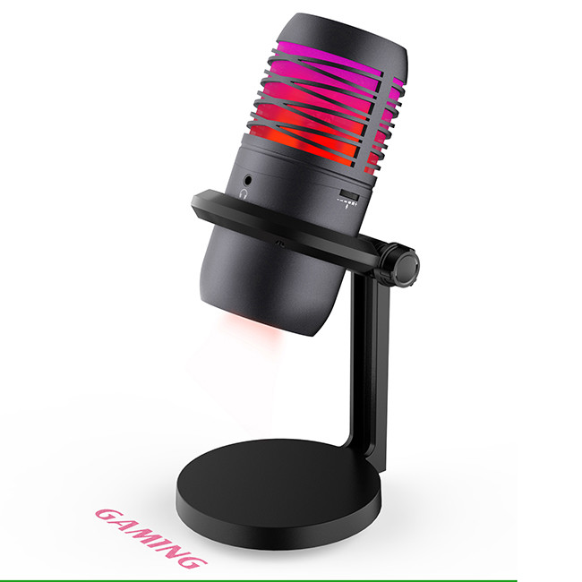 Live Stream Condenser Mic with RGB Lights Mute/Gain/Headphone Output ...